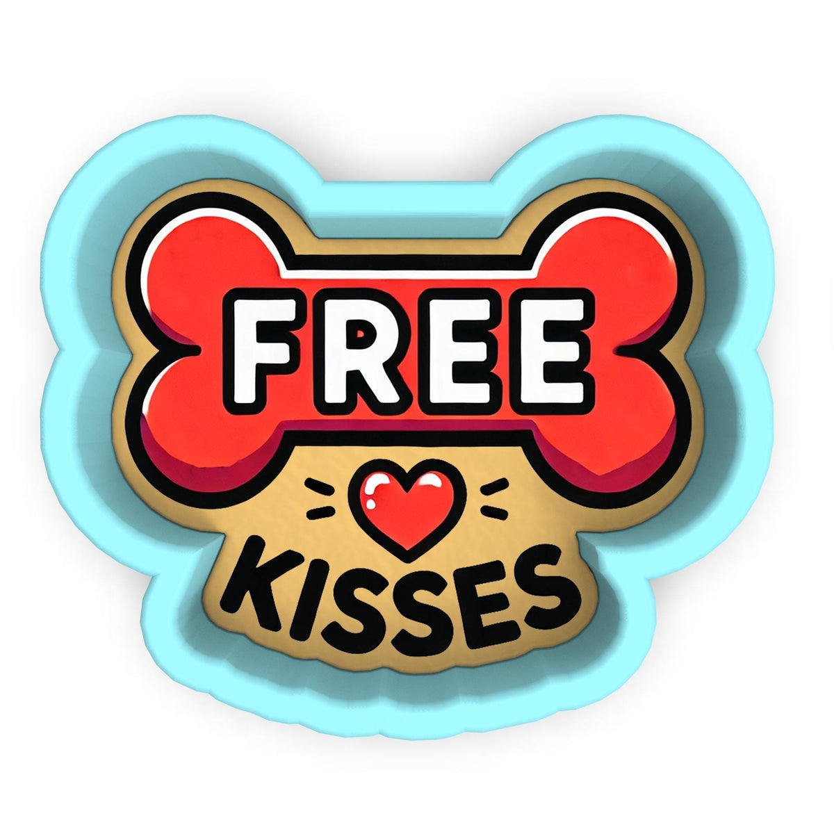 free-kisses-dog-bone-cookie-cutter-stamp-stencil-sharp-edges-fast ...